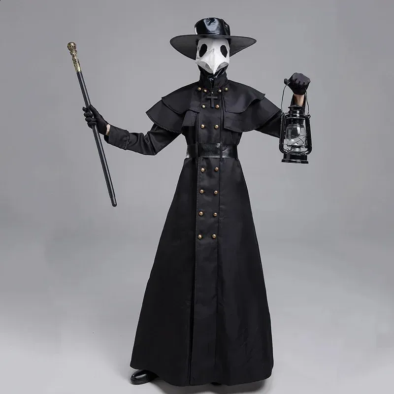 Halloween Medieval Plague Doctor Costume Steampunk War Nurse Bird Mask ...