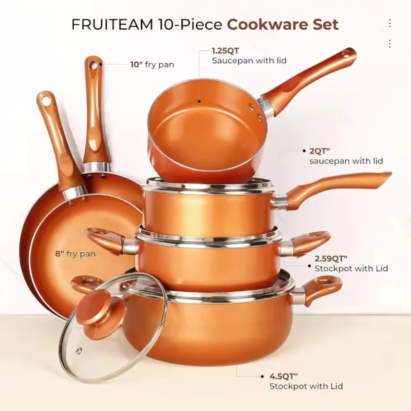 Ceramic Nonstick Copper Non Stick Cookware With Lid Ideal For Soup ...