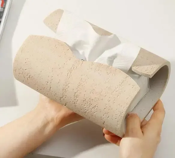 Modern Resin Tissue Box: European Cave Stone Style, Living Room Desktop ...