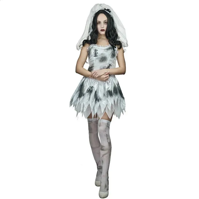 Womens Horror Costumes Ethereal Lace Corpse Bride Costume For Halloween ...