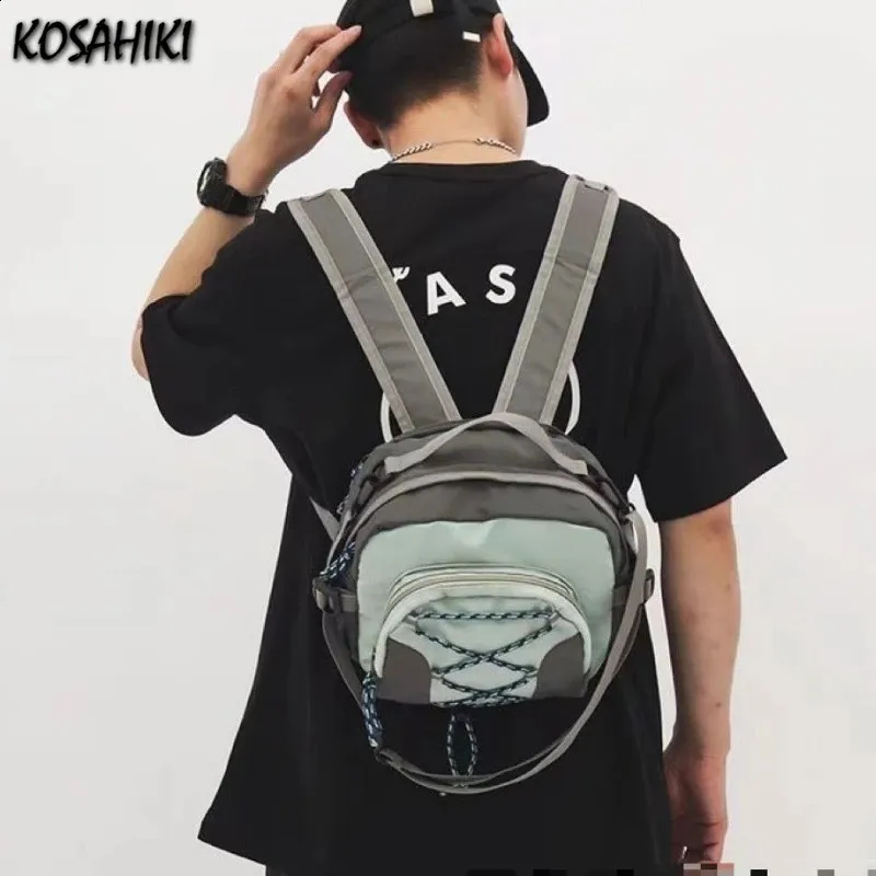 Y2K Patchwork Backpack - Vintage Preppy Style, Streetwear Rucksack for ...