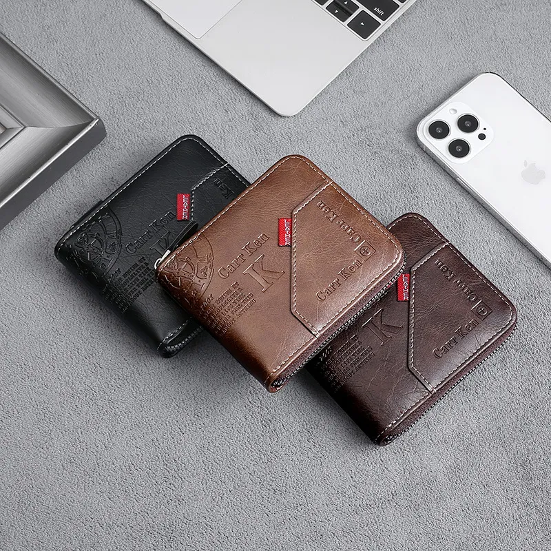 Men's Vintage Style Wallet Bag - Black Fashion Print, Trendy European ...