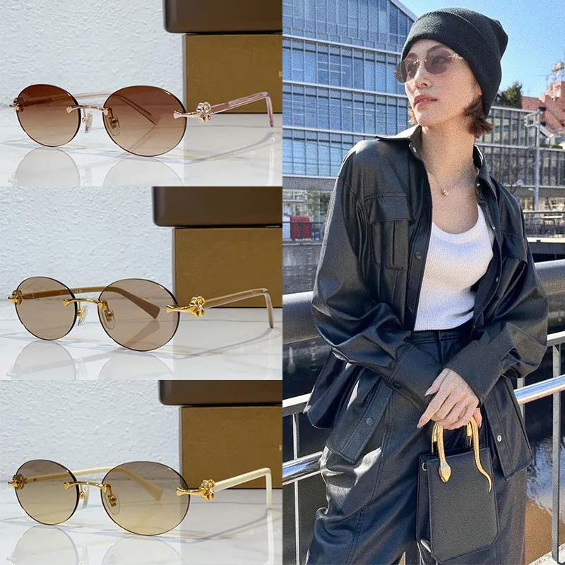 Designer Classic Elliptical Frameless Sunglasses for Women with ...