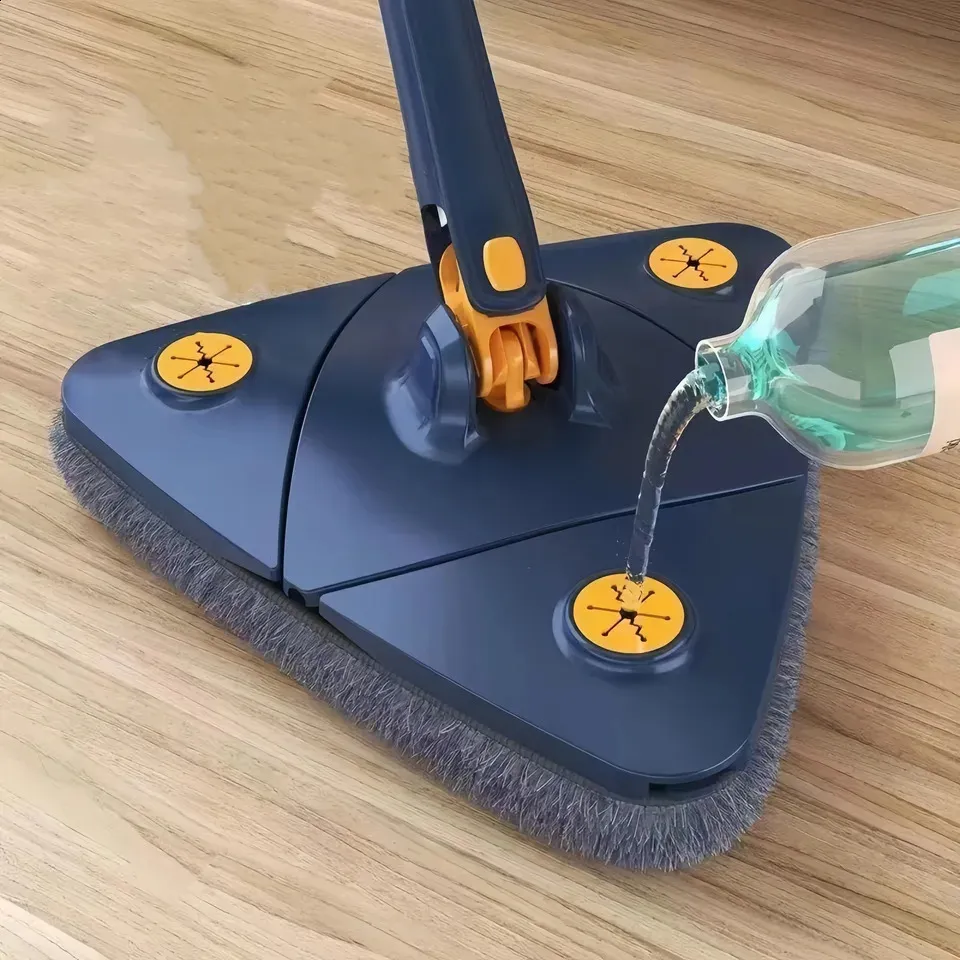 360° Triangle Cleaning Mop: Telescopic Handle, Self-Draining Design ...