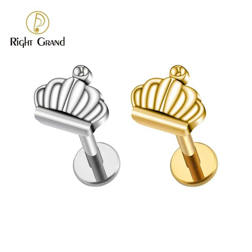 ASTM F136 Titanium Crown Labret Stud - 16G Helix Conch Tragus Ear ...