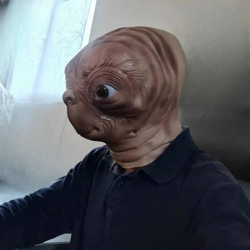 E. T. Alien Mask Cosplay UFO Latex Mask Halloween Full Head Costume ...