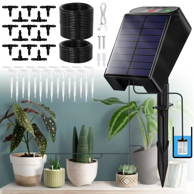 Self Watering Solar Power Plant Drip Irrigation Kit With Anti Siphon ...