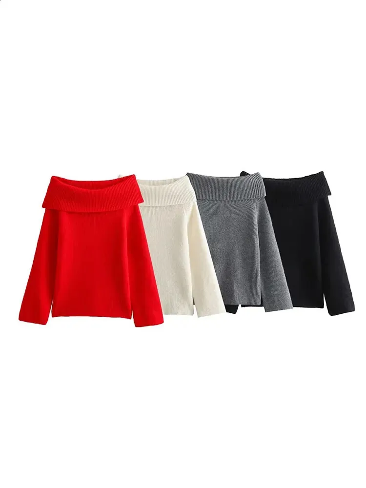 TELLHONEY Women Fashion Slash Neck Strapless Off The Shoulder Sweater ...