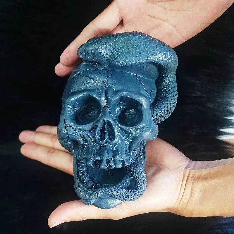 Snakehead Skull Epoxy Resin Mold: DIY Halloween Decor & Candle Mold ...