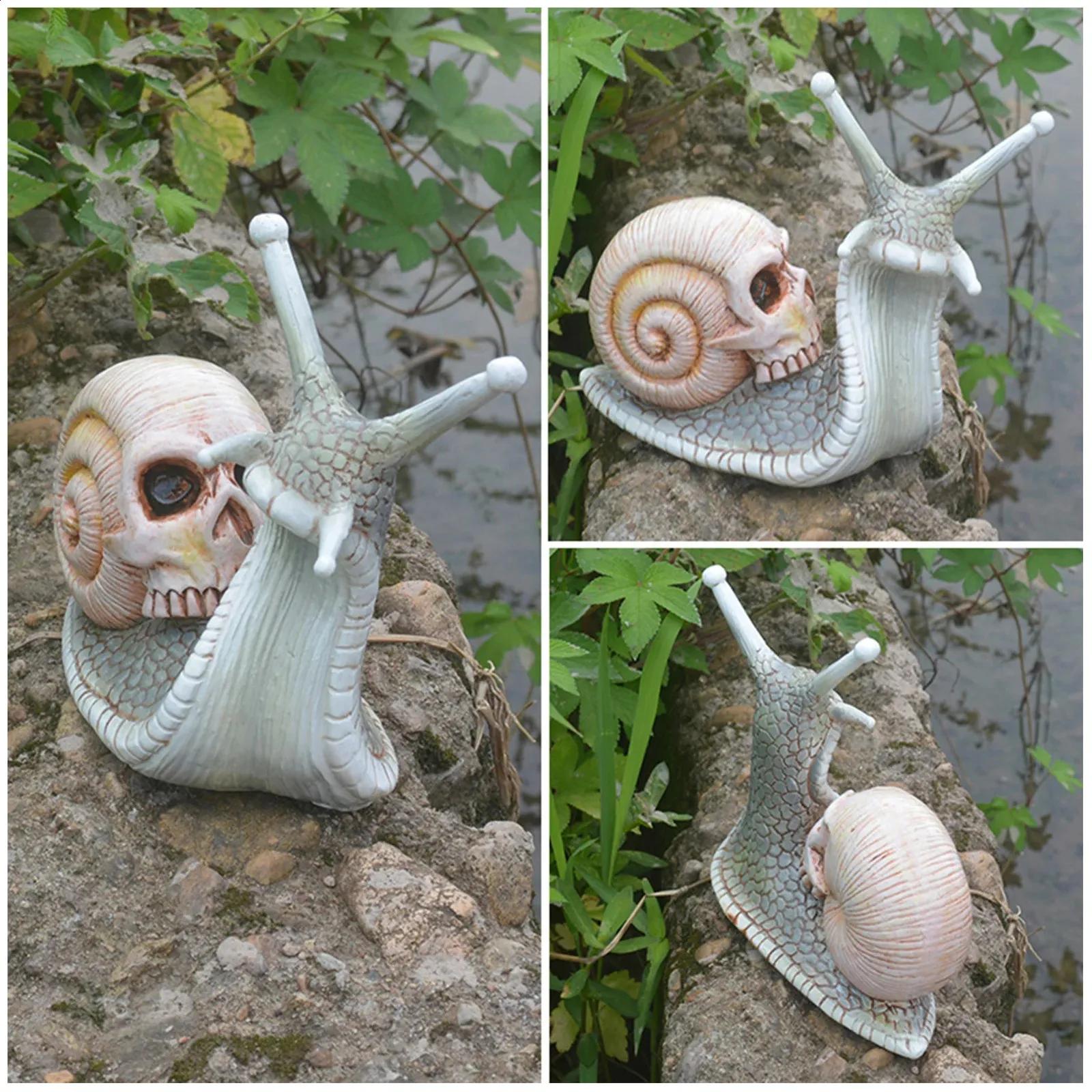 Gothic Snail Skull Decoration - Spooky Skeleton Figurine for Halloween ...