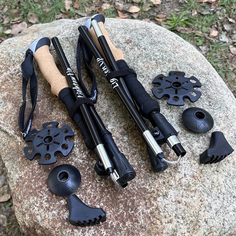 Lightweight Foldable Hiking Stick - 2 Pack - Adjustable Nordic Trekking ...