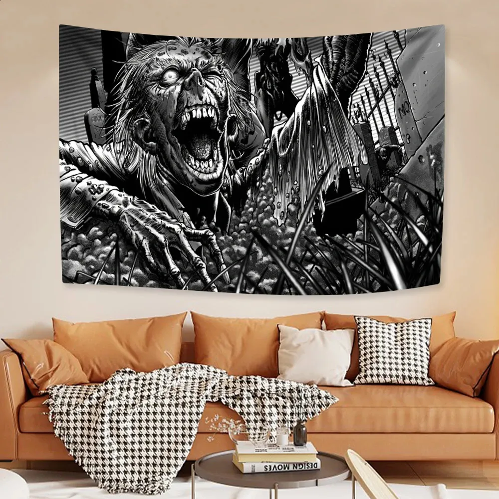 Horror Anime Tapestry - Scary Halloween Wall Hanging for Bedroom, Dorm ...