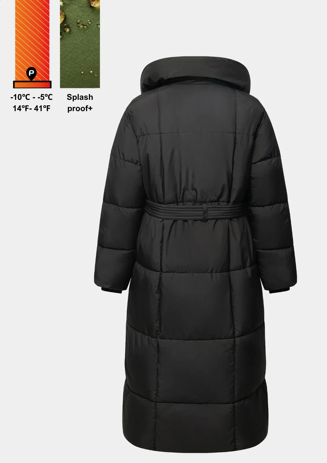 Long Winter Puffer Jacket Women's - Belted, Waterproof, Windproof ...
