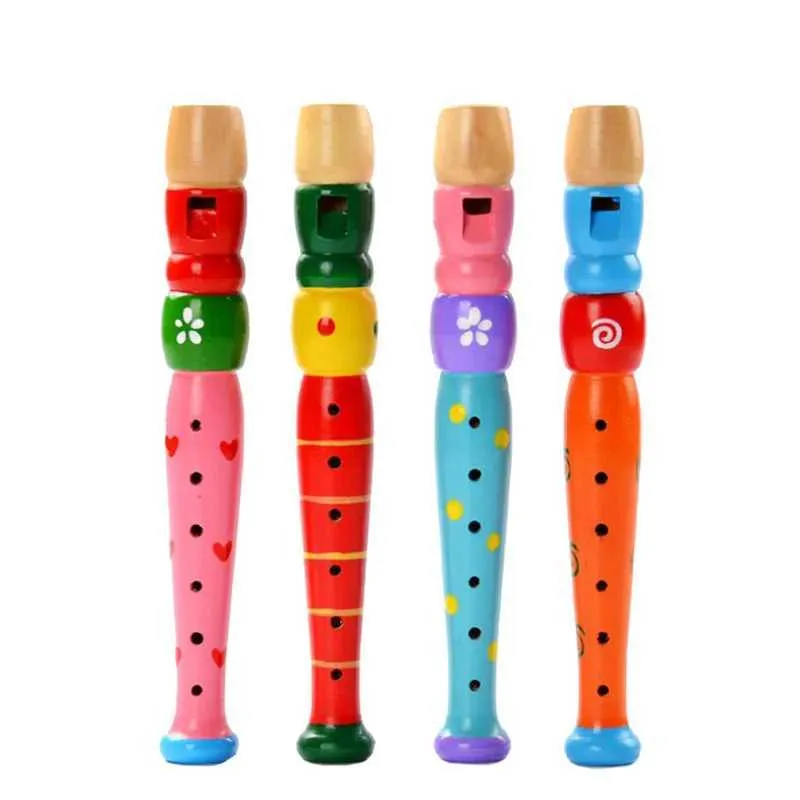 Colorful wooden flute musical instrument small horn childrens education ...