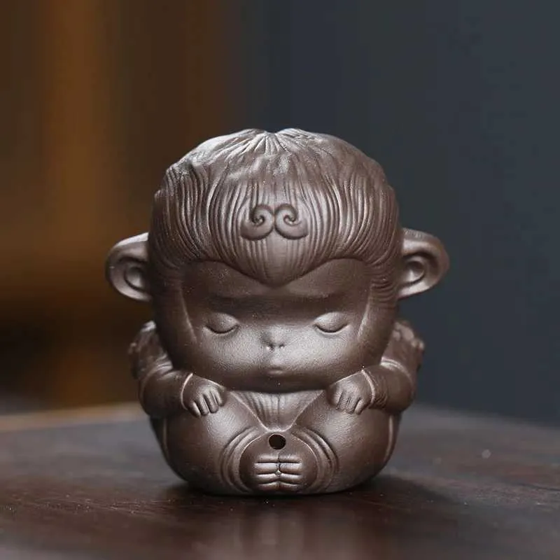 Lovely Purple Clay Monkey Tea Pet - Adorable Figurine for Tea Set, Best ...