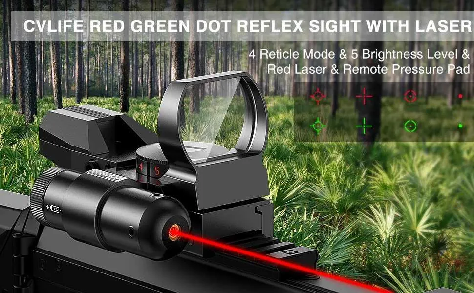 Red & Green 4 Reticle Reflex Sight with Laser - 20mm Rail Mount ...