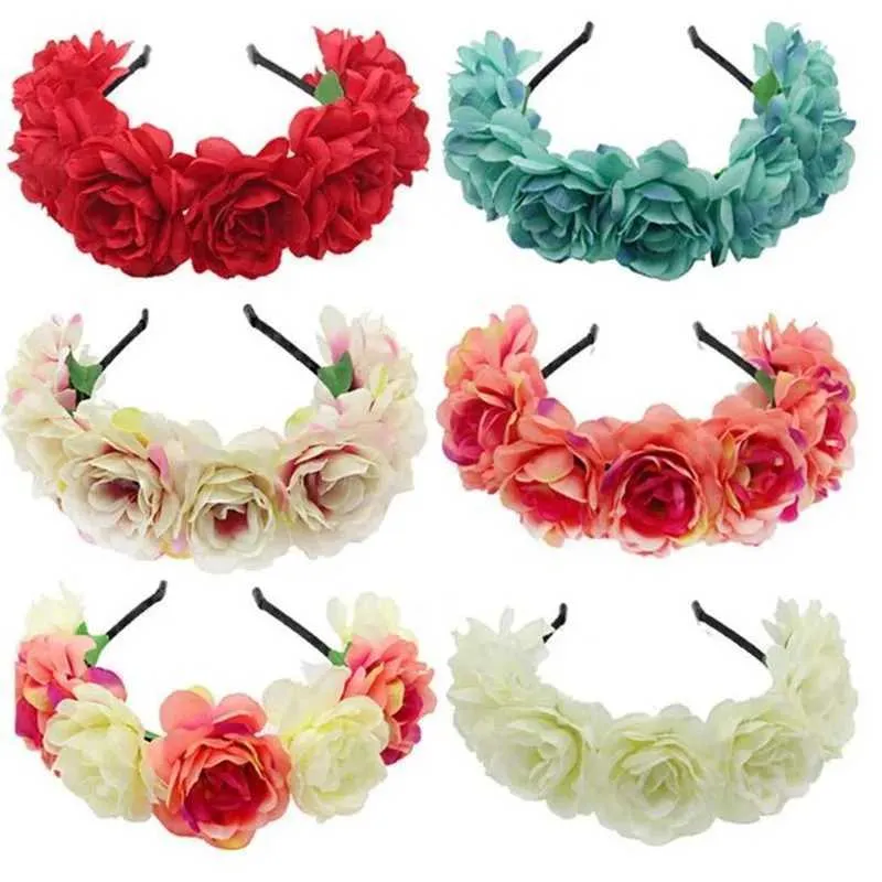 Red Blue Flower Crown Wedding Bride Girl Rose... From Love_of_roses1 ...