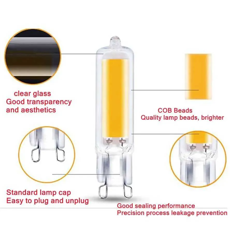 G9 LED Bulb Super Bright 7W-15W 220V Glass Lamp COB Constant Power for ...