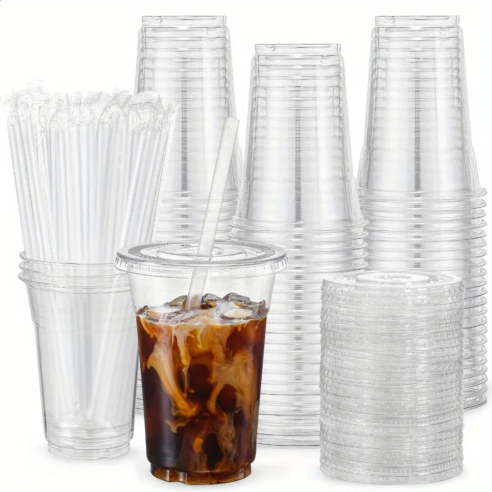 16 Oz Transparent Plastic Cup With Lid And Straw... From Mengdastore ...