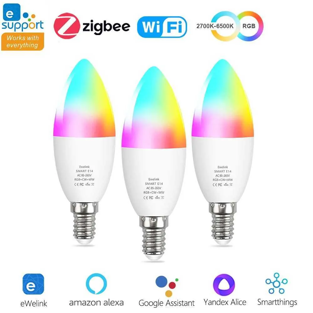 E14 Smart LED Light Bulb | RGB+CW | Zigbee & Wi-Fi | Alexa, Google Home ...