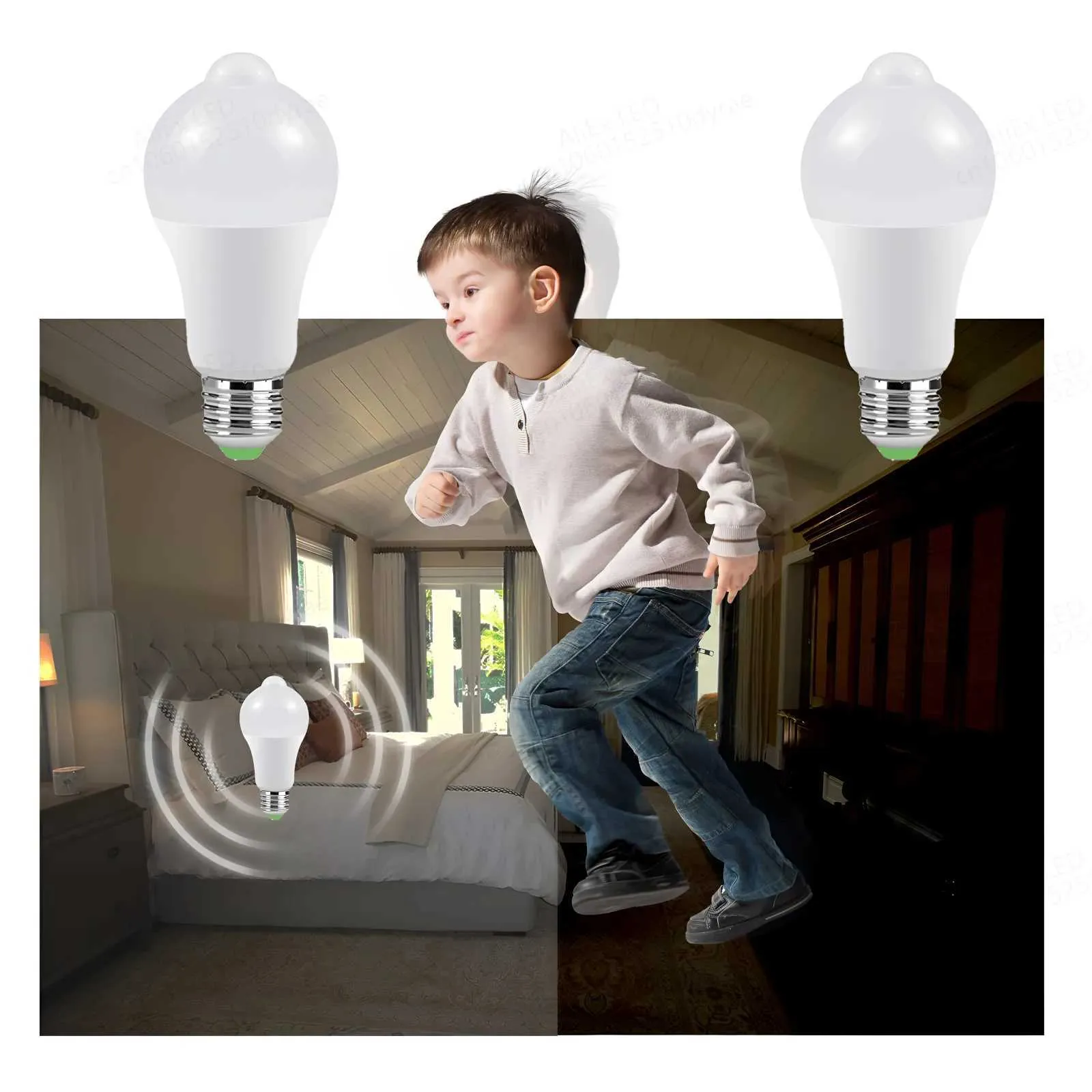 Smart Motion Sensor LED Bulb - 220V E27, 20W/18W/15W, Energy Saving ...