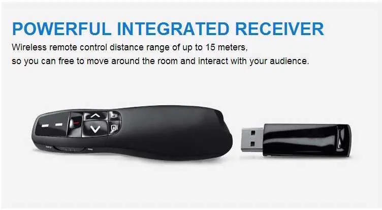 Wireless Remote Presenter: 2.4GHz USB Powerpoint Clicker with Blue ...