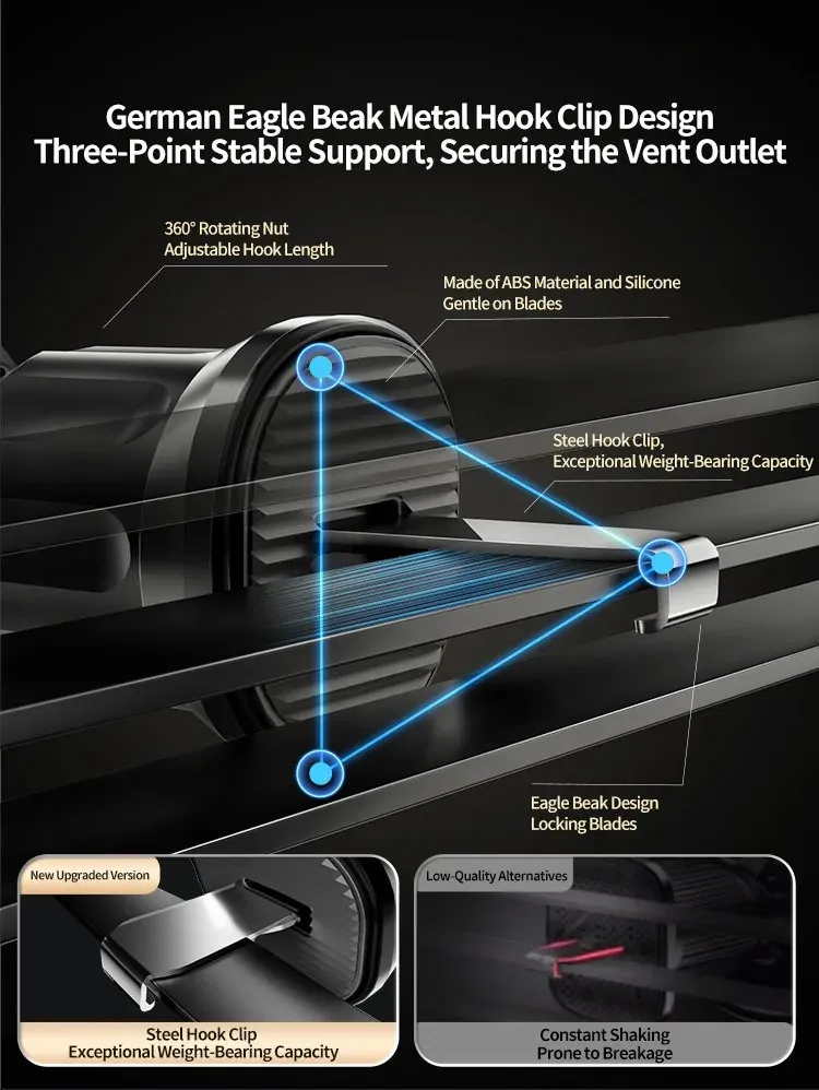 Universal Car Phone Holder - Secure Suction Cup & Vent Mount, Stable Navigation, Adjustable ...