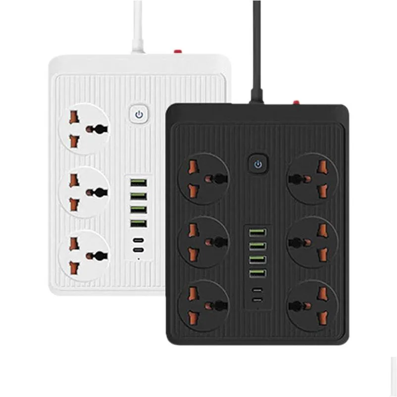 Multi Sockets Power Cord Outlet With Overload Protection, 6 Outlets, 4 ...