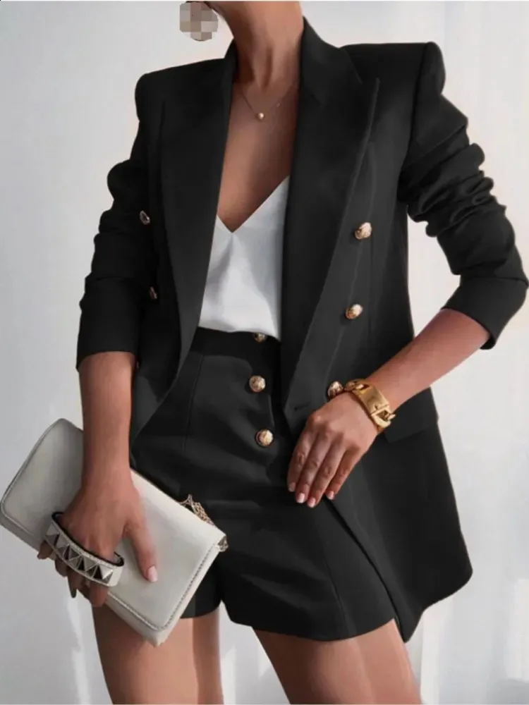 Elegant Women's Two Piece Short Suit Set - Classic Solid Color - Shop ...
