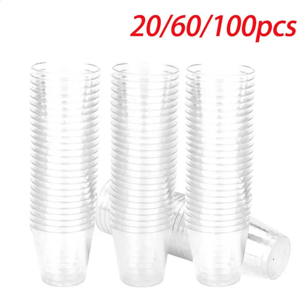 100 Pack Disposable Plastic Cups - 30ml Clear Hard Cups for Party ...