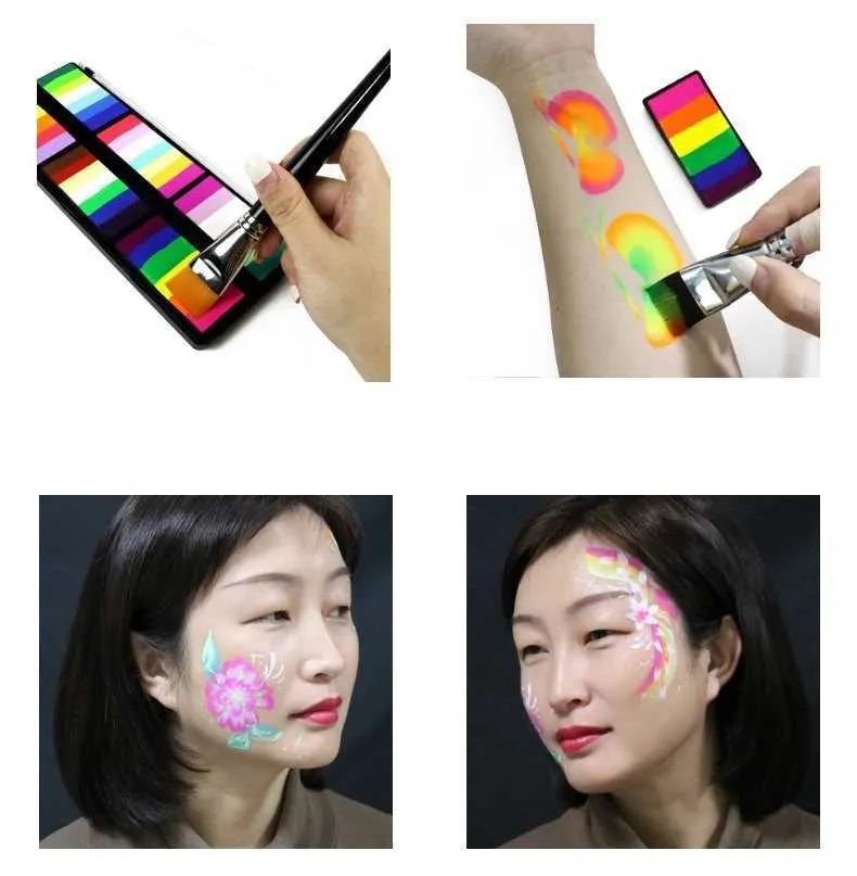 Face Painting Palette 12 Water Based Rainbow One Stroke Split Cake ...