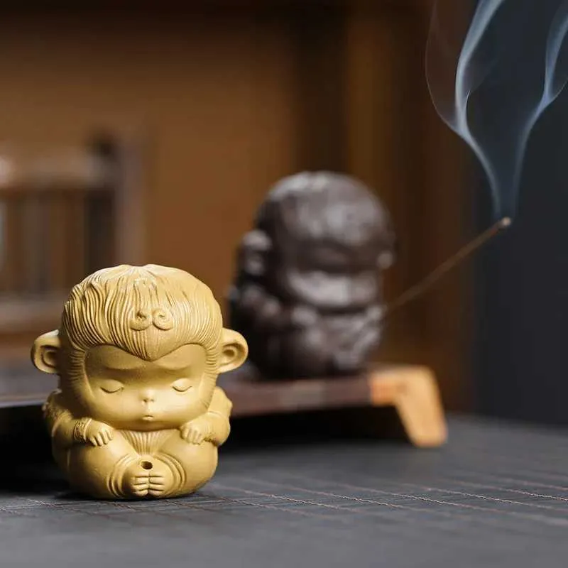 Lovely Purple Clay Monkey Tea Pet - Adorable Figurine for Tea Set, Best ...