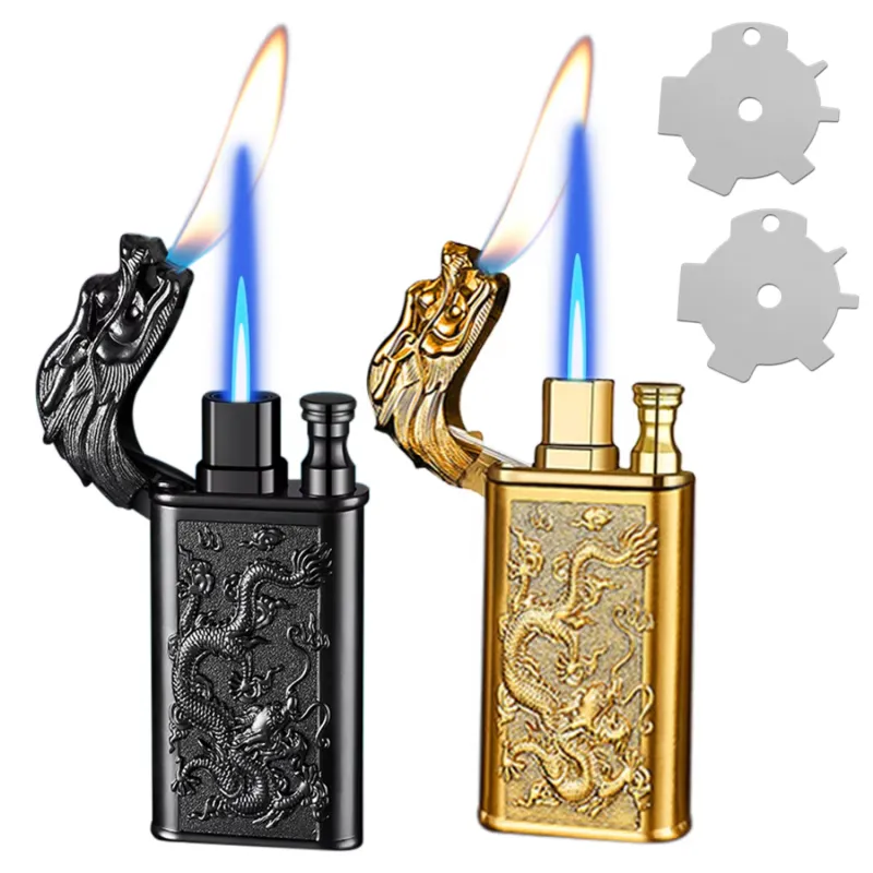 2-Pack Dragon Torch Lighter Set - Cool Dual Flame Jet Lighters ...