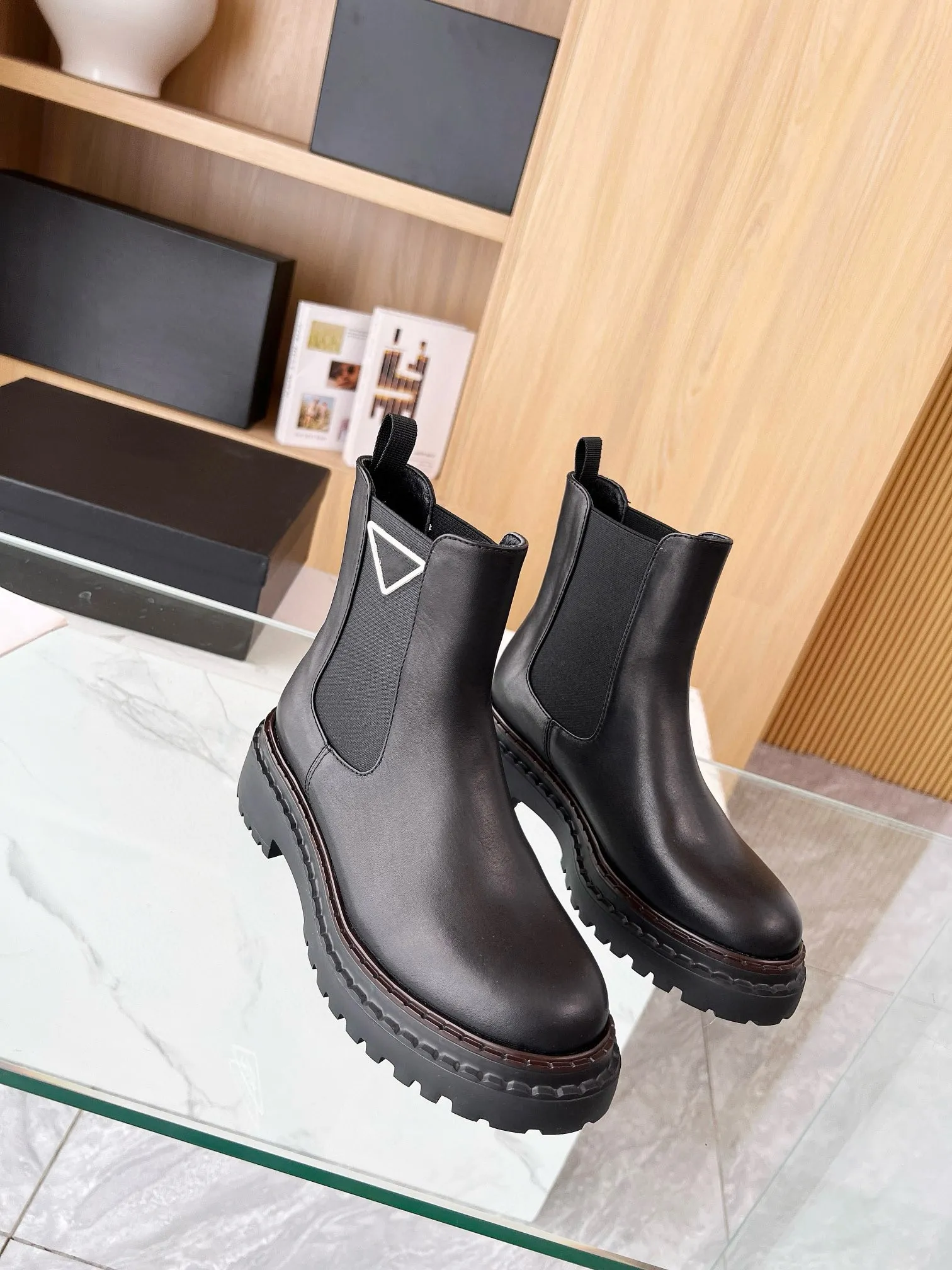 Luxury Designer Leather biker boots with Metal Buckle Decoration, Lace ...