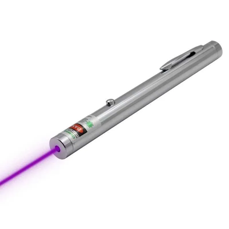 OXLasers Chrome 405nm 5mW Blue UV Laser Pointer Pen - High Power, Visible Beam, Portable, ! Safe ...