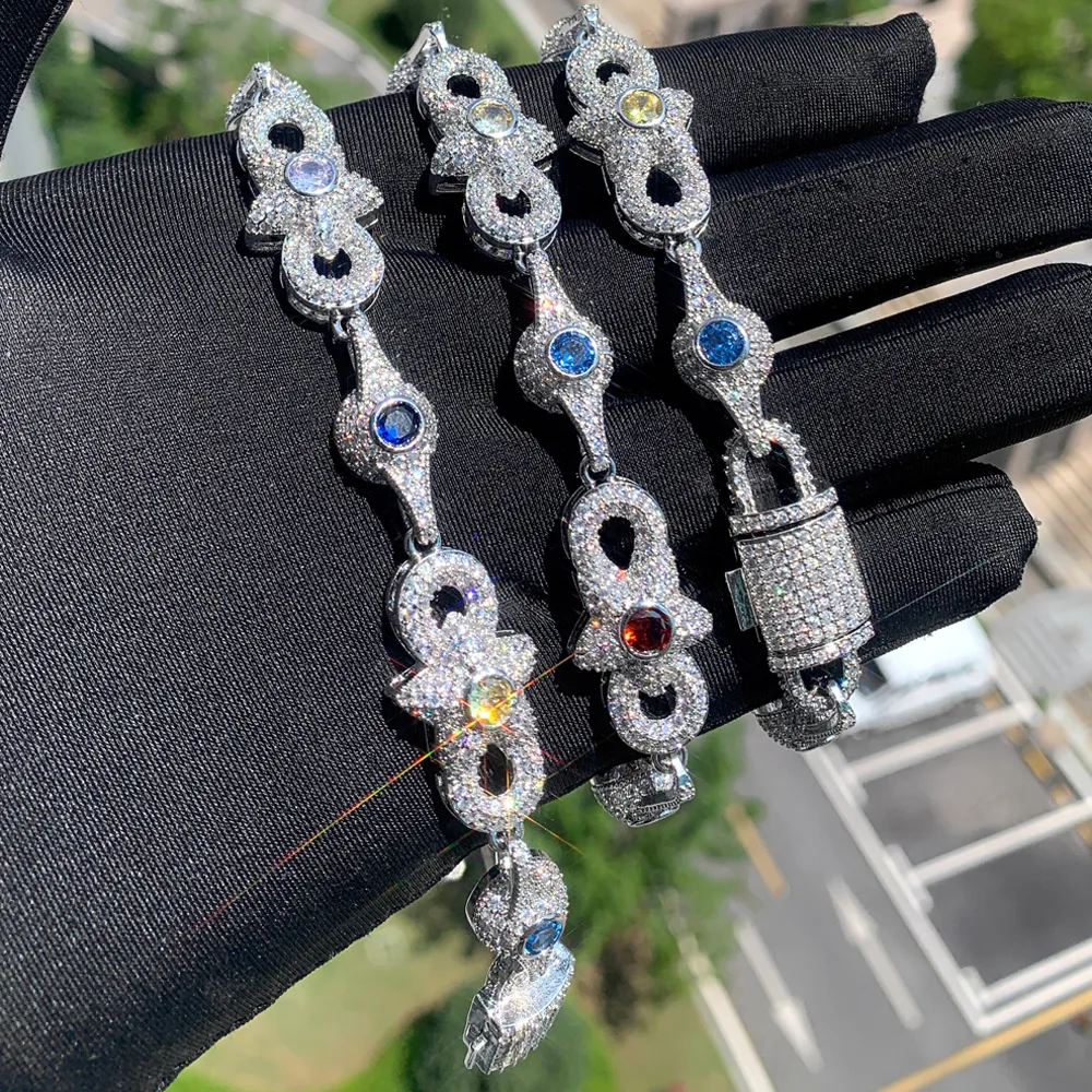 Colorful Cubic Zirconia Infinity Cuban Link Chain Hip Hop Cz Star Eye ...