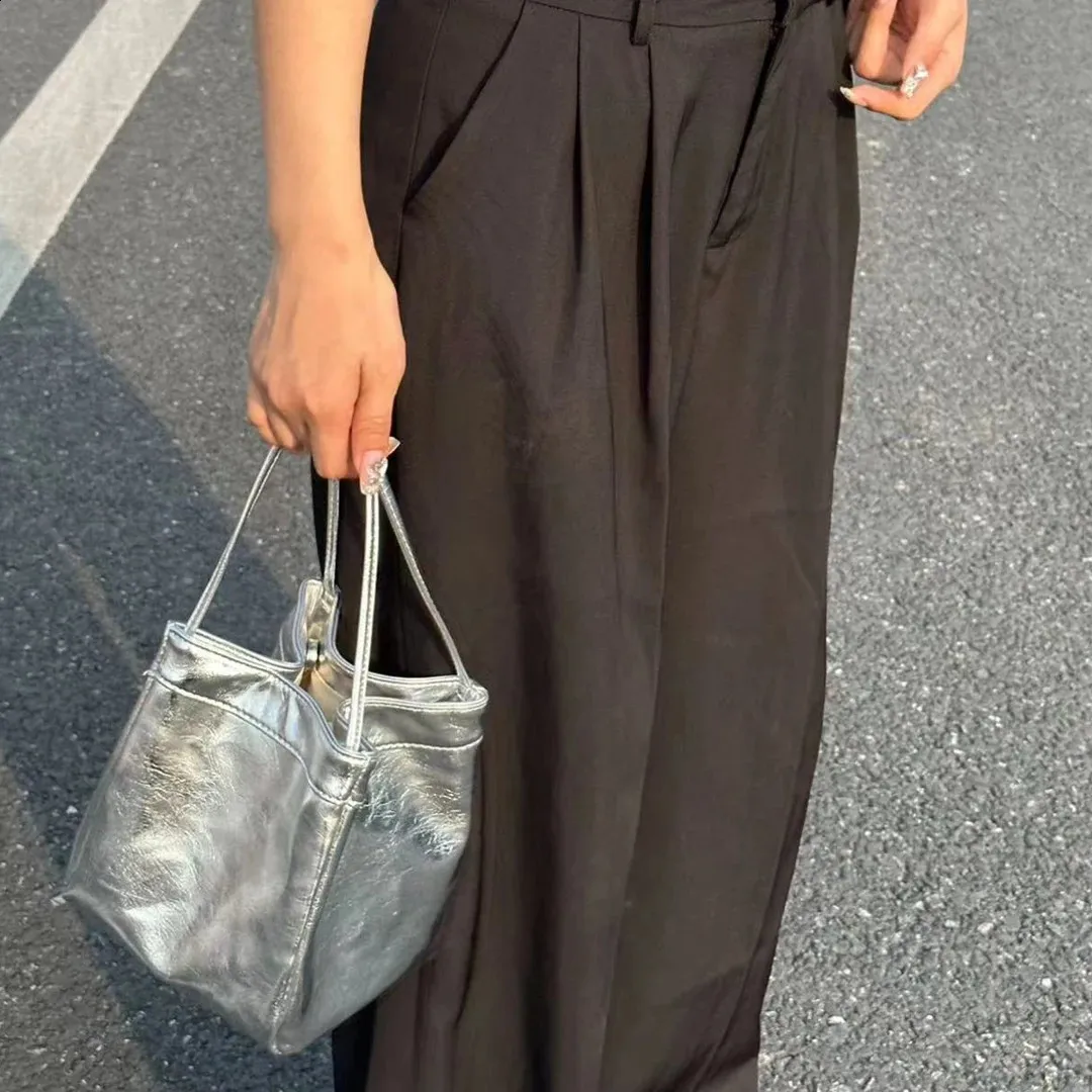 Small PU bucket handbag for women with zipper closure mini size ...