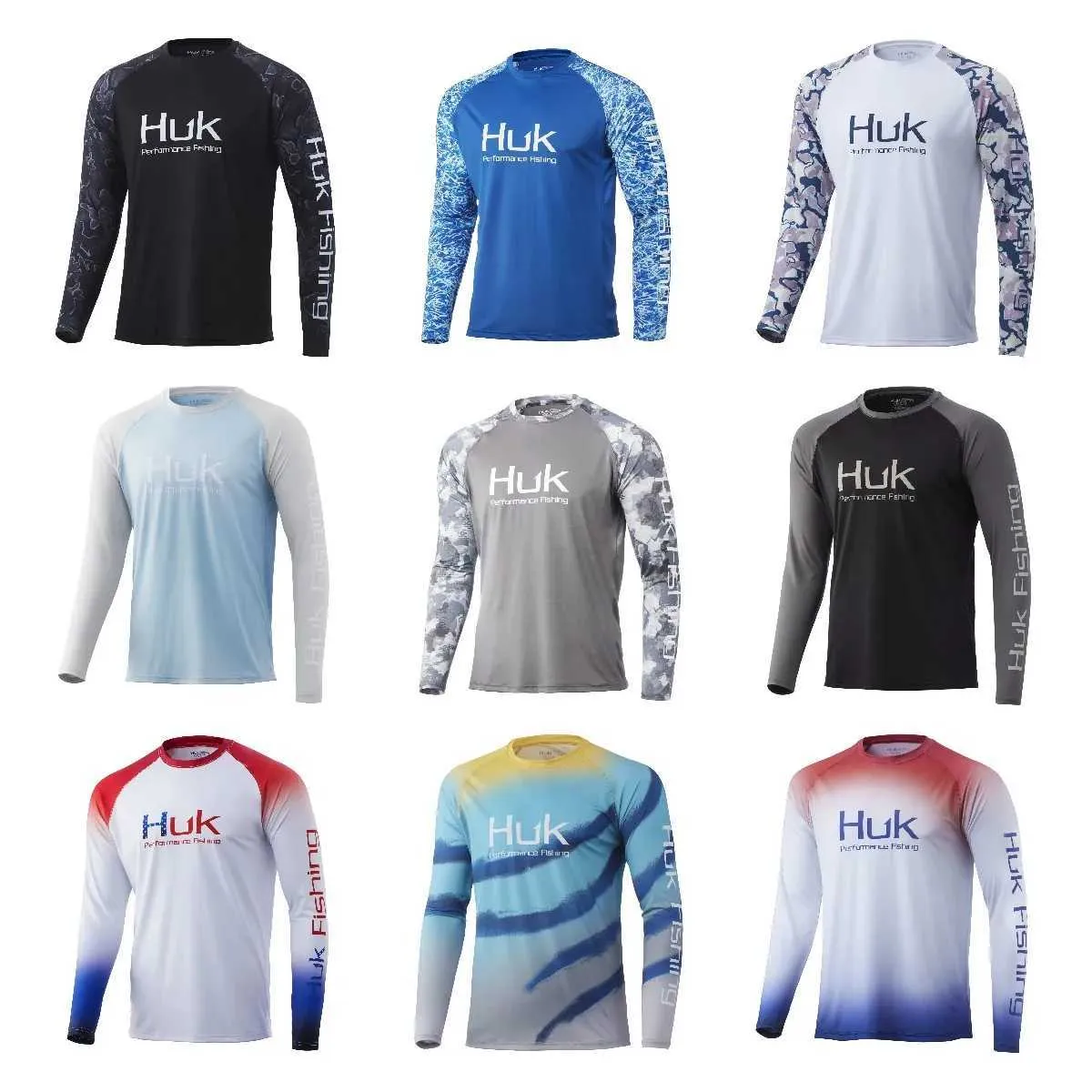 Men's HUK Fishing Shirt Long Sleeve T-Shirt: Top Gear UV Protection ...
