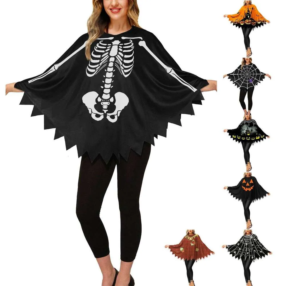 Plus Size Hooded Cloak: Asymmetrical Skeleton Print Cape - Shop Now ...