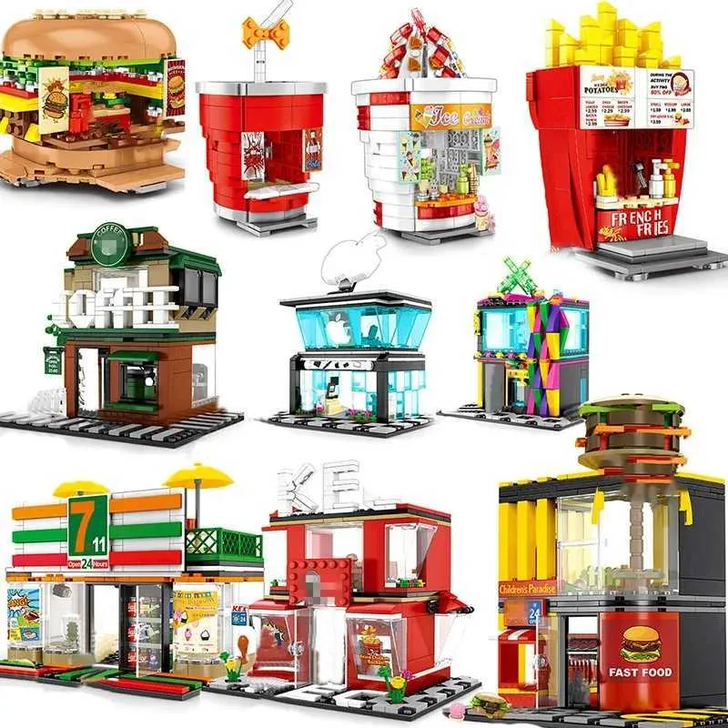 Hamburg Street View Architecture Blocks Set Of 7 Mini City Market Store ...