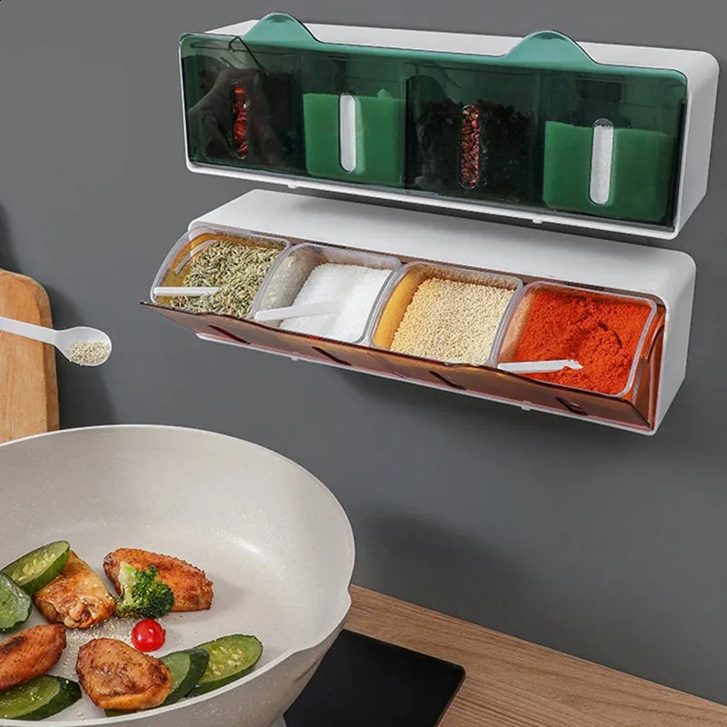 Wall-Mounted Seasoning Organizer Set - Premium Kitchen Spice Storage ...