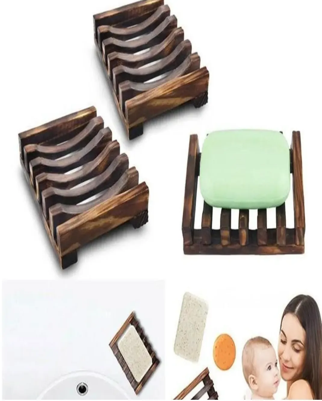 Natural Bamboo Soap Dish - Elegant Wooden Soap Holder for Bath, Shower ...