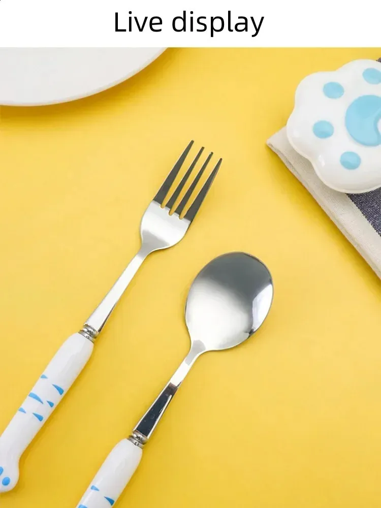 Cute Cat Paw Stainless Steel Cutlery Set with Case - Portable Fork ...