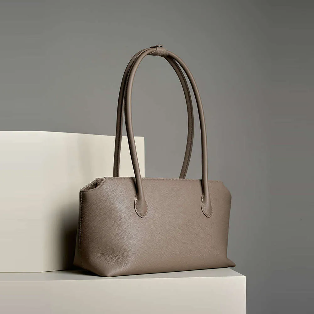 New Designer Grey Leather Long Handle Tote Bag For Women Large Commuter ...