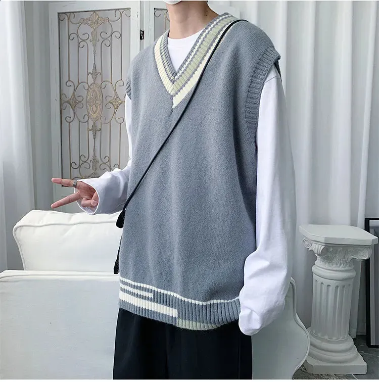 Spring Sweater Vest: Korean Fashion Sleeveless Knit Pullover for Men ...