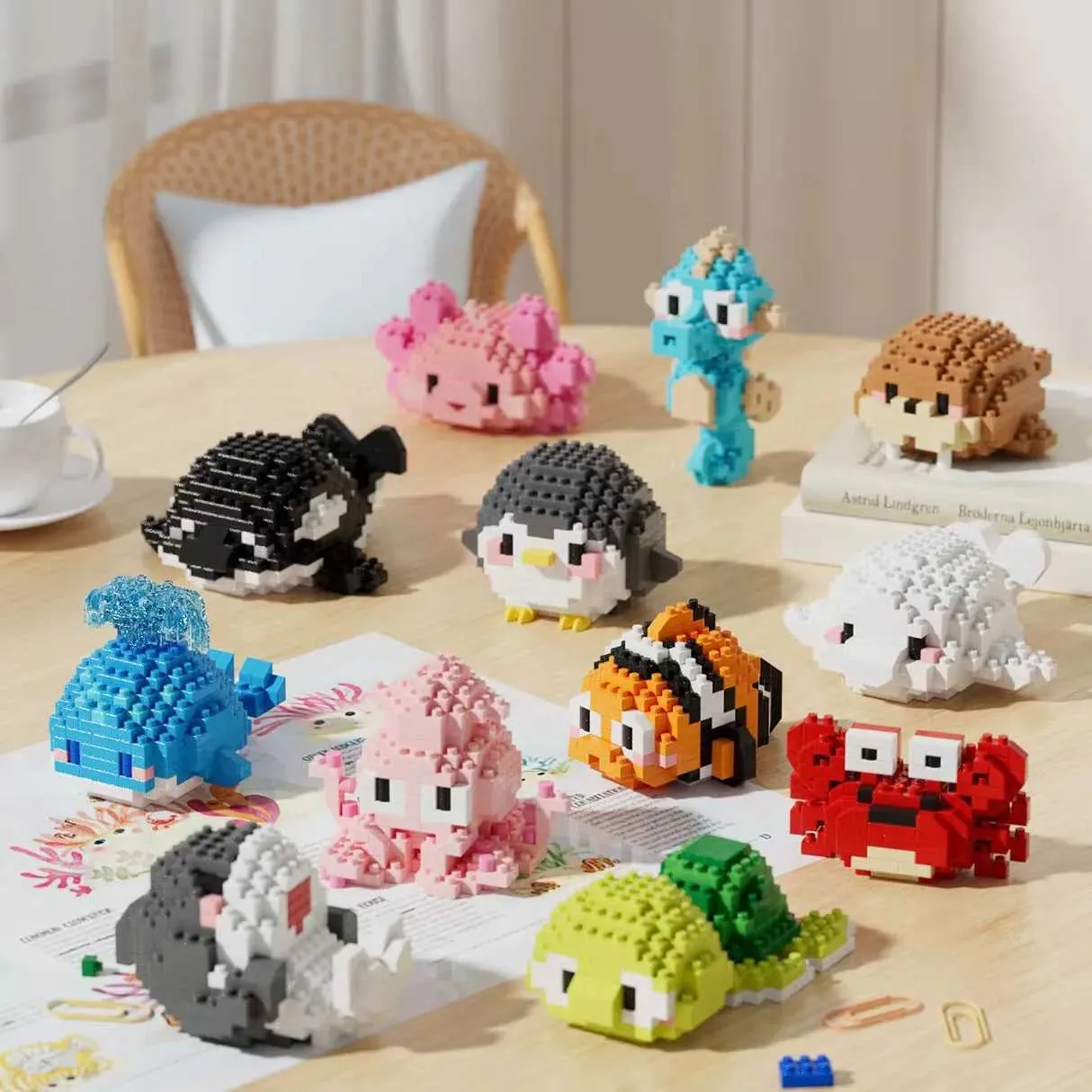 Marine Life Building Blocks Set - Sea Turtles, Killer Whales, White ...