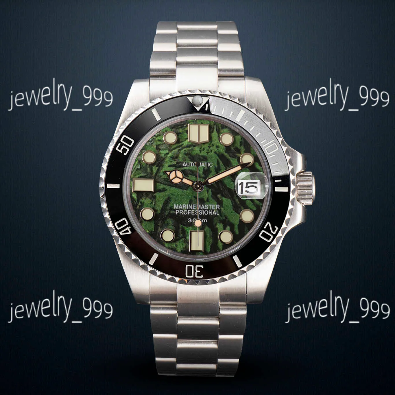 Luxury Professional GMT Green Dial Automatic Watch With Ceramic Bezel ...