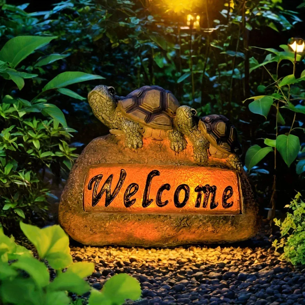 Solar Turtle Welcome Sign - Charming Outdoor Turtle Decor for Garden ...