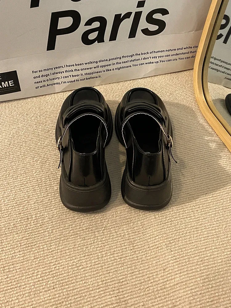 Women's Leather Platform Clogs - Round Toe Oxford Style Summer Wedge ...