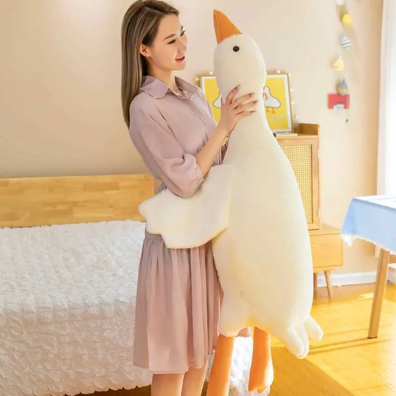 Giant Fluffy Duck Plush Toy - Soft Goose Down Filled Sleep Pillow ...